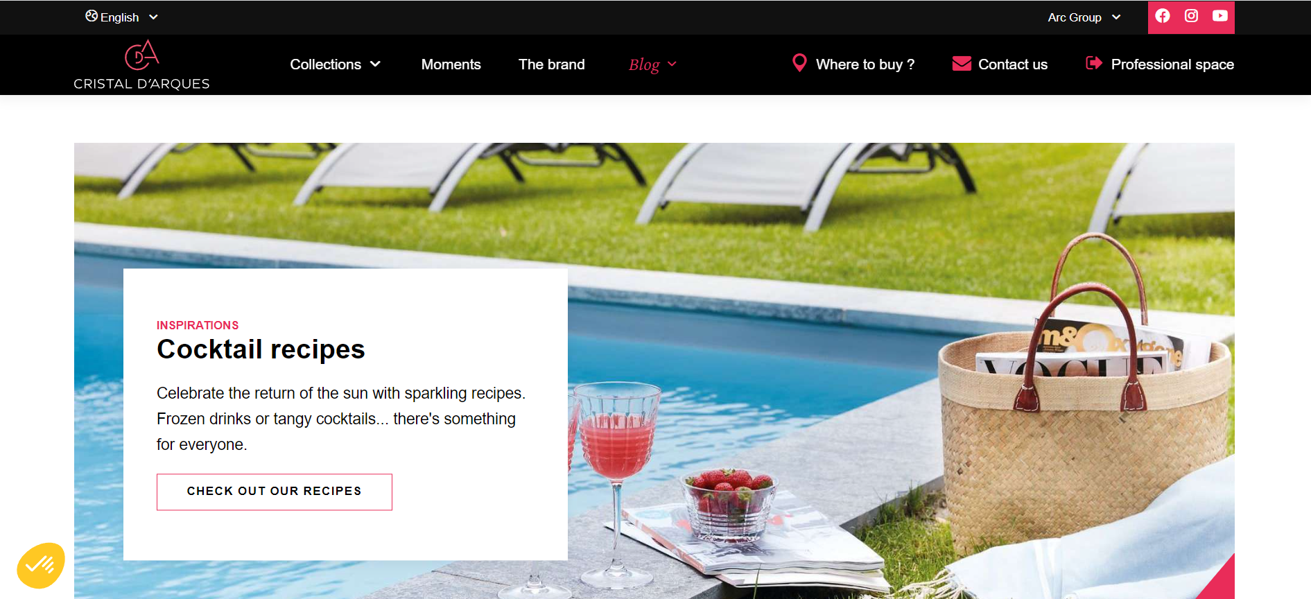 New brand web site for Cristal d'Arques Paris - Arc